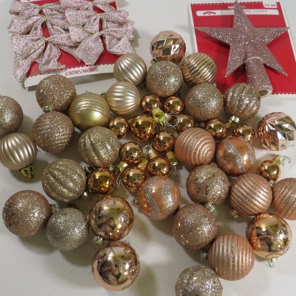 Holiday | Rose Gold Or Peachy Pink Christmas Ornament Balls Topper ...